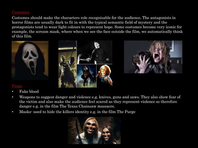 Codes and conventions in the horror genre | PPTX | Horror | Genres