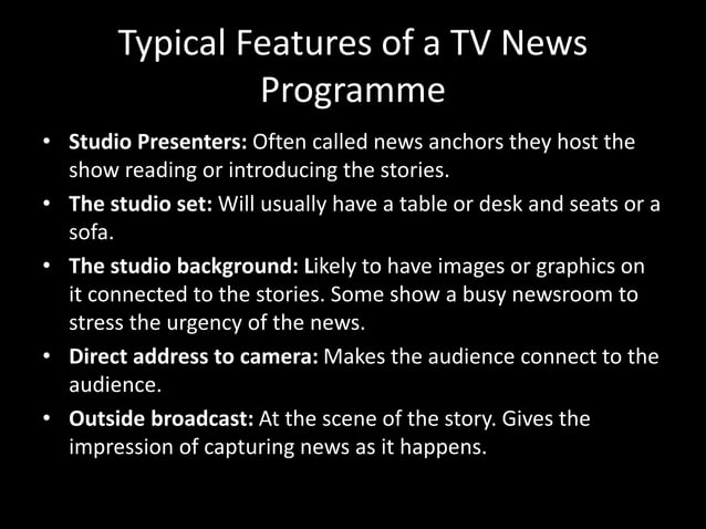 Codes and Conventions - TV News Programme | PPT