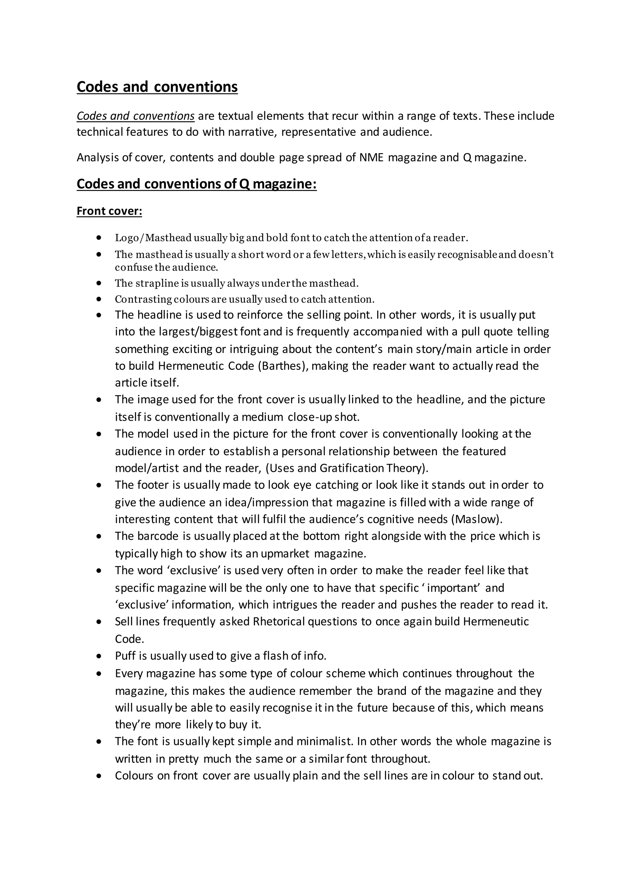 Codes and conventions media | PDF