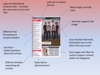 Codes and conventions of a contents page | PPTX