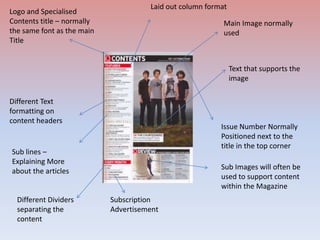 Codes and conventions of a contents page | PPT
