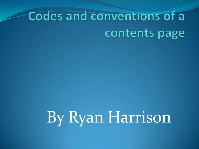 Codes and conventions of a contents page | PPT