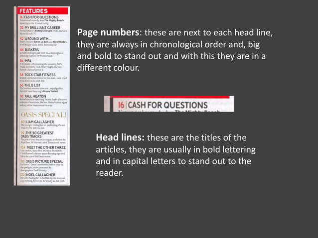 Codes and conventions of a contents page | PPT