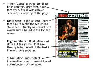 Codes and conventions of a contents page | PPT
