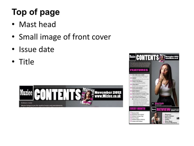 Codes and conventions of a contents page | PPT