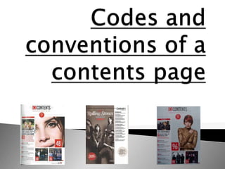 Codes and conventions of a contents page | PPTX