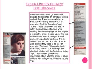 Codes and conventions of a contents page | PPTX