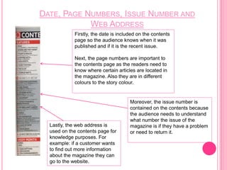 Codes and conventions of a Music Magazine Contents Page | PPTX