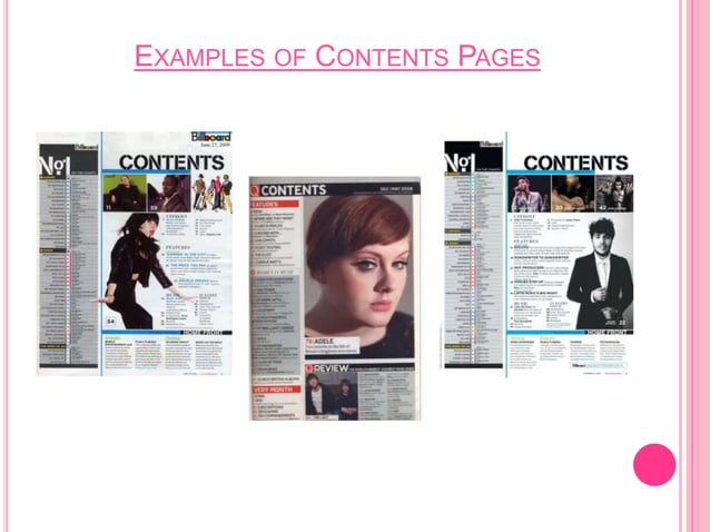 Codes and Conventions of a Contents Page | PPT