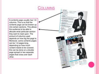 Codes and Conventions of a Contents Page | PPT