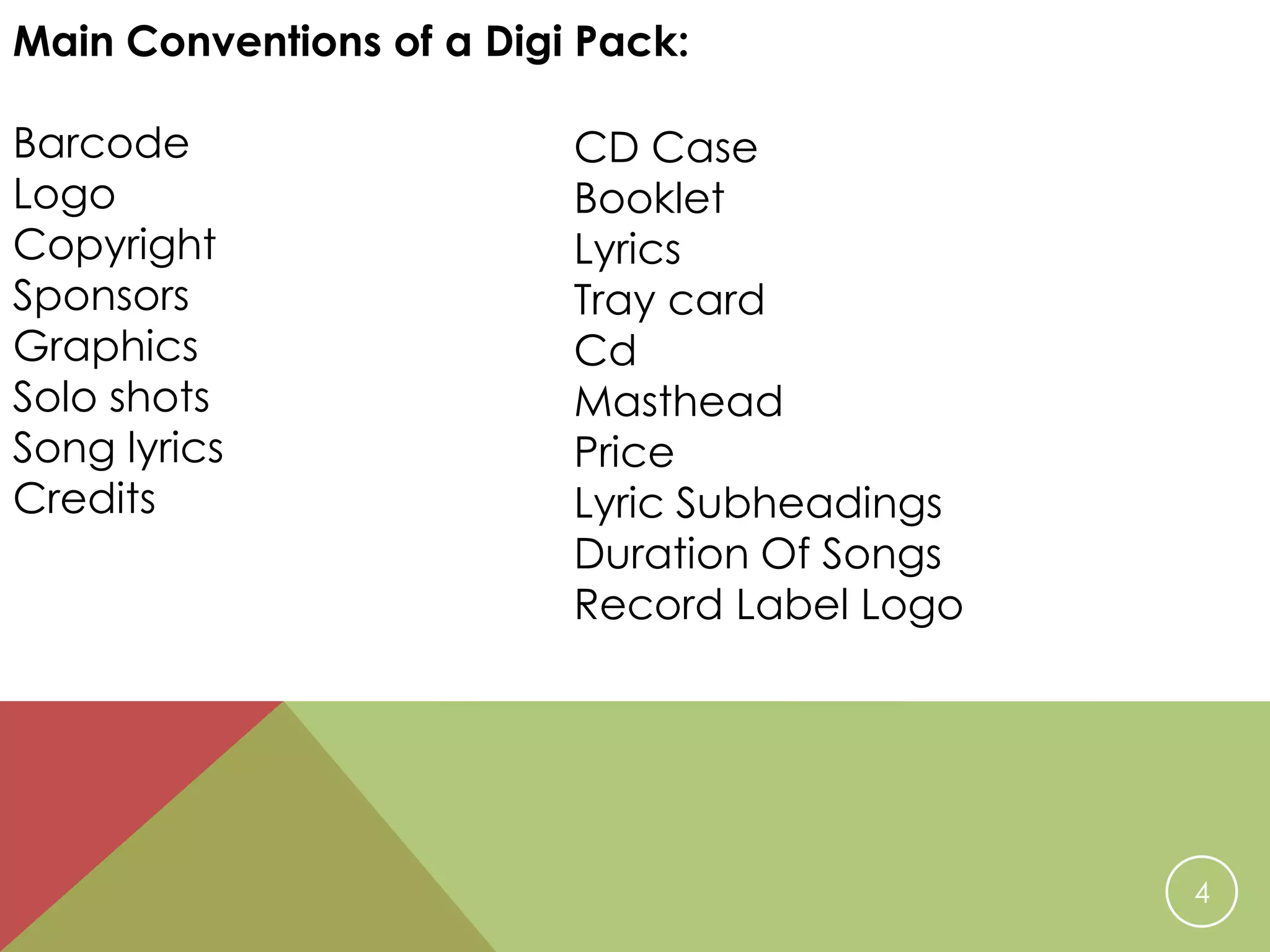 Codes and conventions of a digipack | PPTX