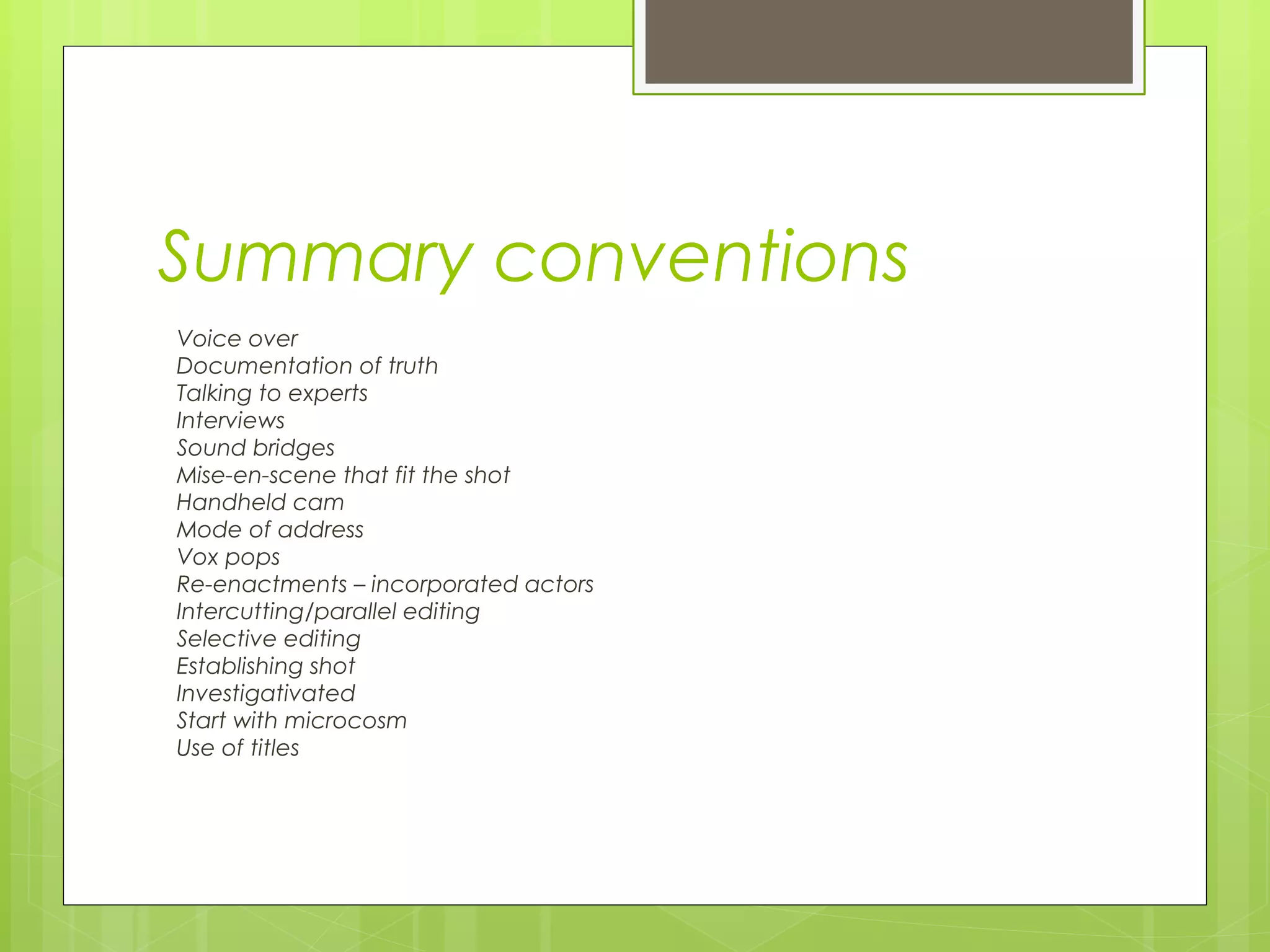 Codes and conventions of a documentary | PPT