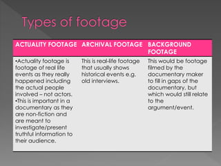 Codes and conventions of a documentary | PPTX