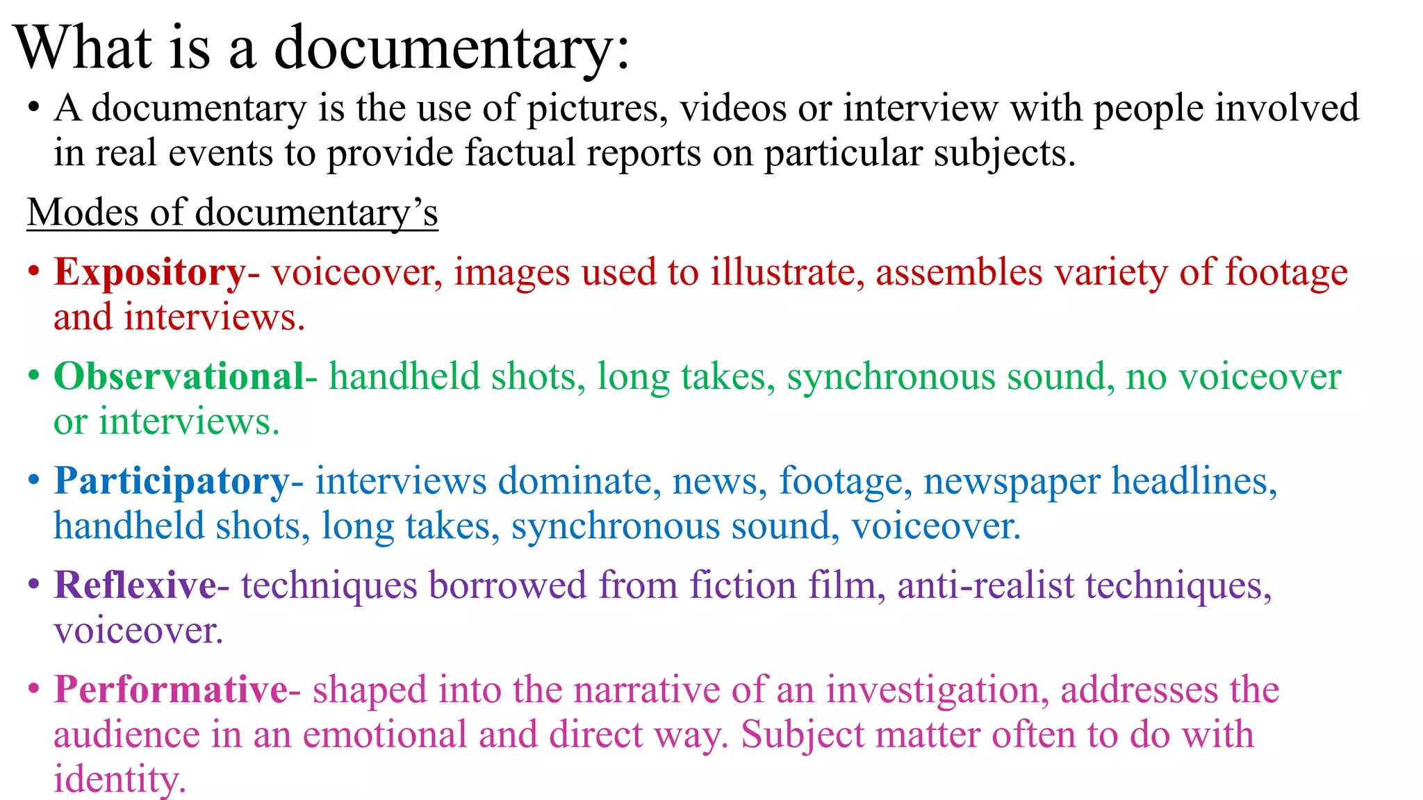 Codes and conventions of a documentary | PPTX