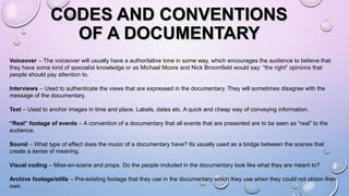 Codes and conventions of a documentary | PPT