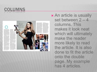 Codes and conventions of a double page spread | PPT