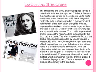 Codes and Conventions of a Music Magazine Double Page Spread | PPT