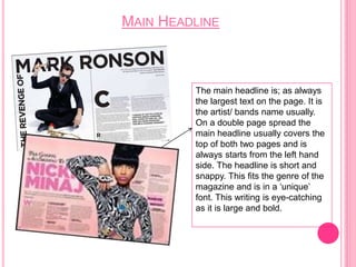 Codes and Conventions of a Music Magazine Double Page Spread | PPT