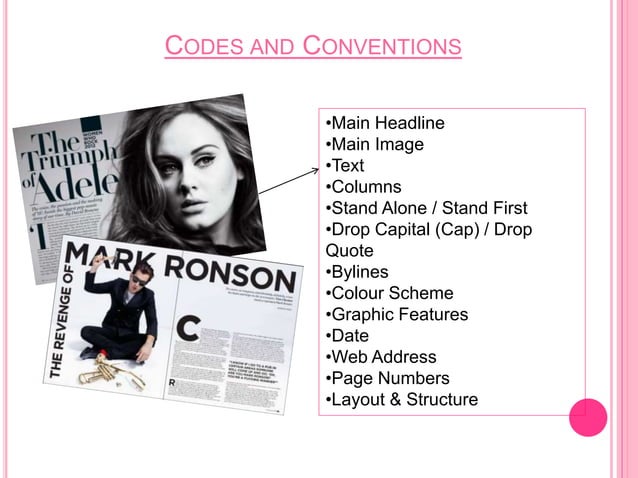 Codes and Conventions of a Music Magazine Double Page Spread | PPT