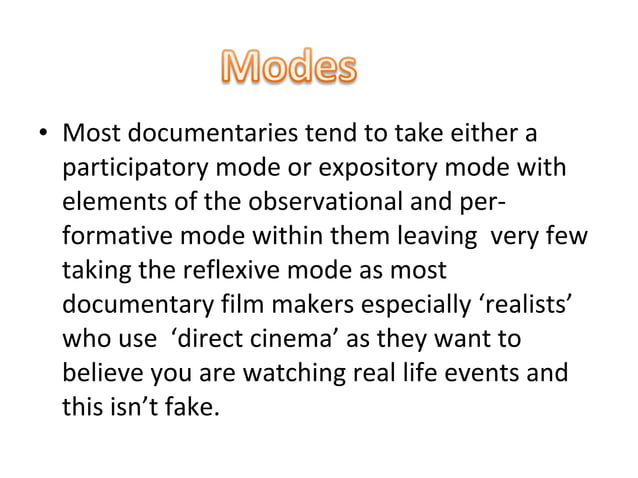 Codes And Conventions Of A Documentary | PPT | Cameras and Camcorders ...