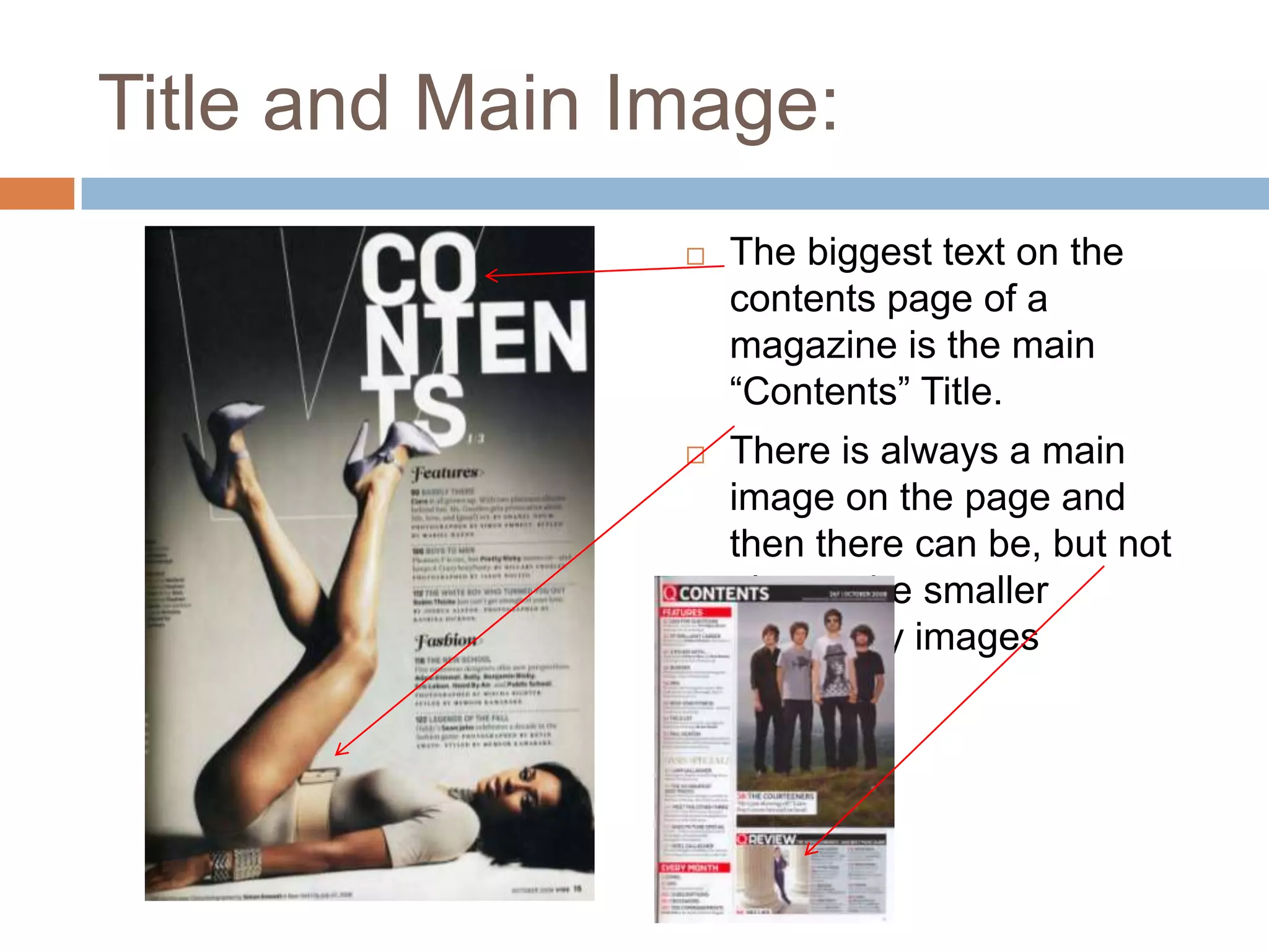 Codes and conventions of a magazine contents page | PPTX