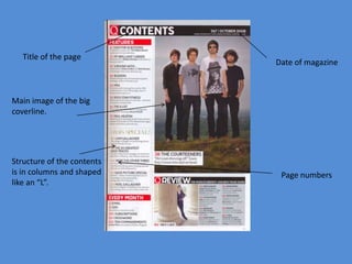 Codes and conventions of a magazine contents page | PPTX