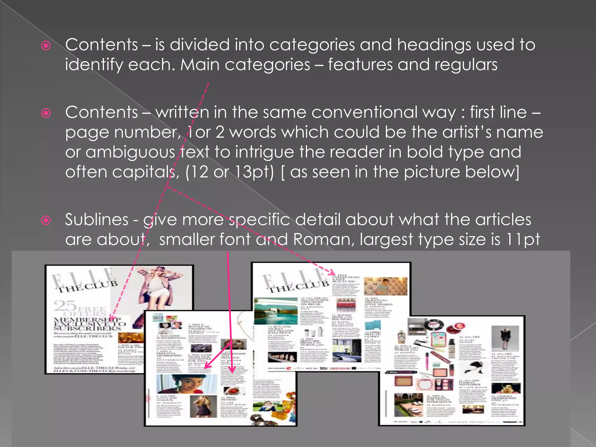 Codes and Conventions of a magazine contents page | PPTX