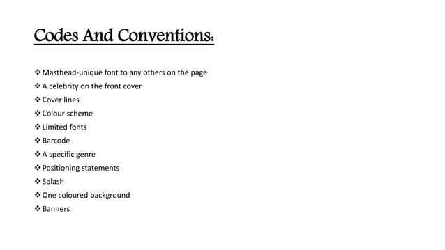 Codes and conventions of a magazine cover | PPT
