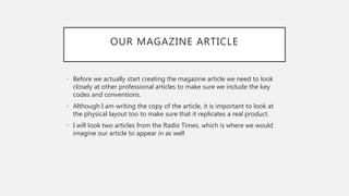 Codes and conventions of a magazine listing | PPTX