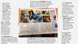Codes and conventions of a magazine listing | PPTX