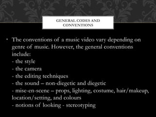 Codes and Conventions of a Music Video | PDF | Video Production ...