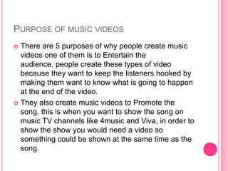 Codes and conventions of a music video, media studies | PPTX