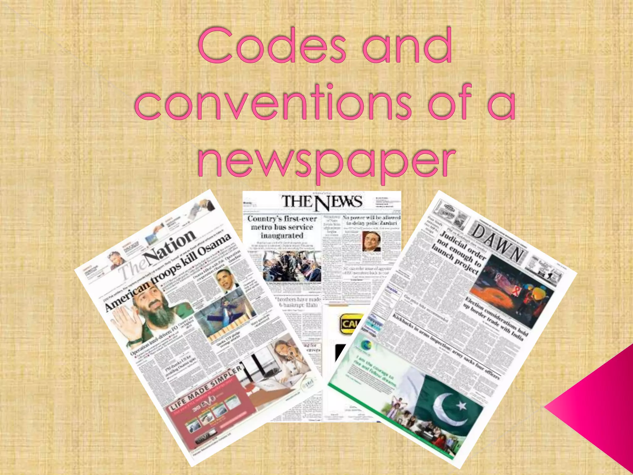 Codes and conventions of a newspaper | PPTX