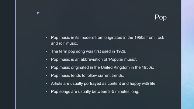 Codes and conventions of a pop music video | PPTX