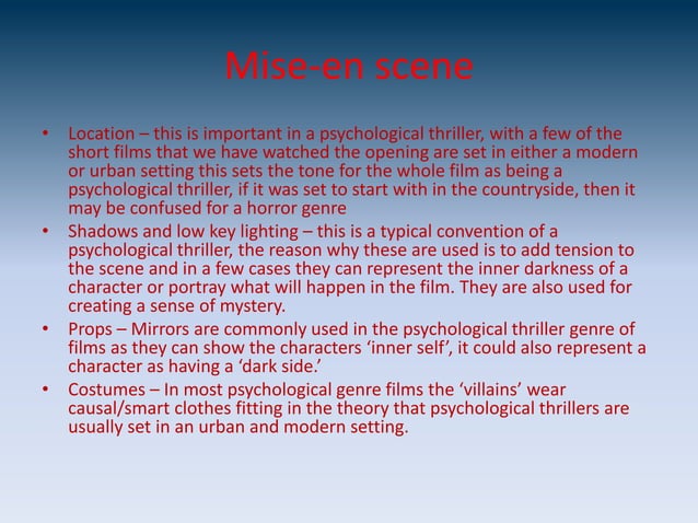 Codes and conventions of a psychological thriller | PPT