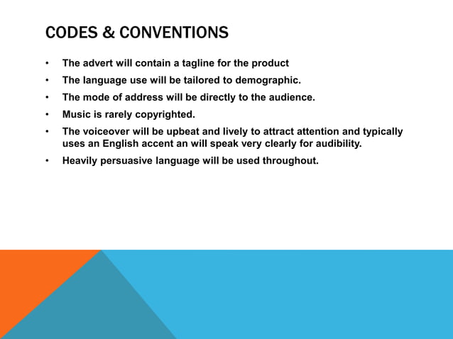 Codes and conventions of a radio advertisements | PPT
