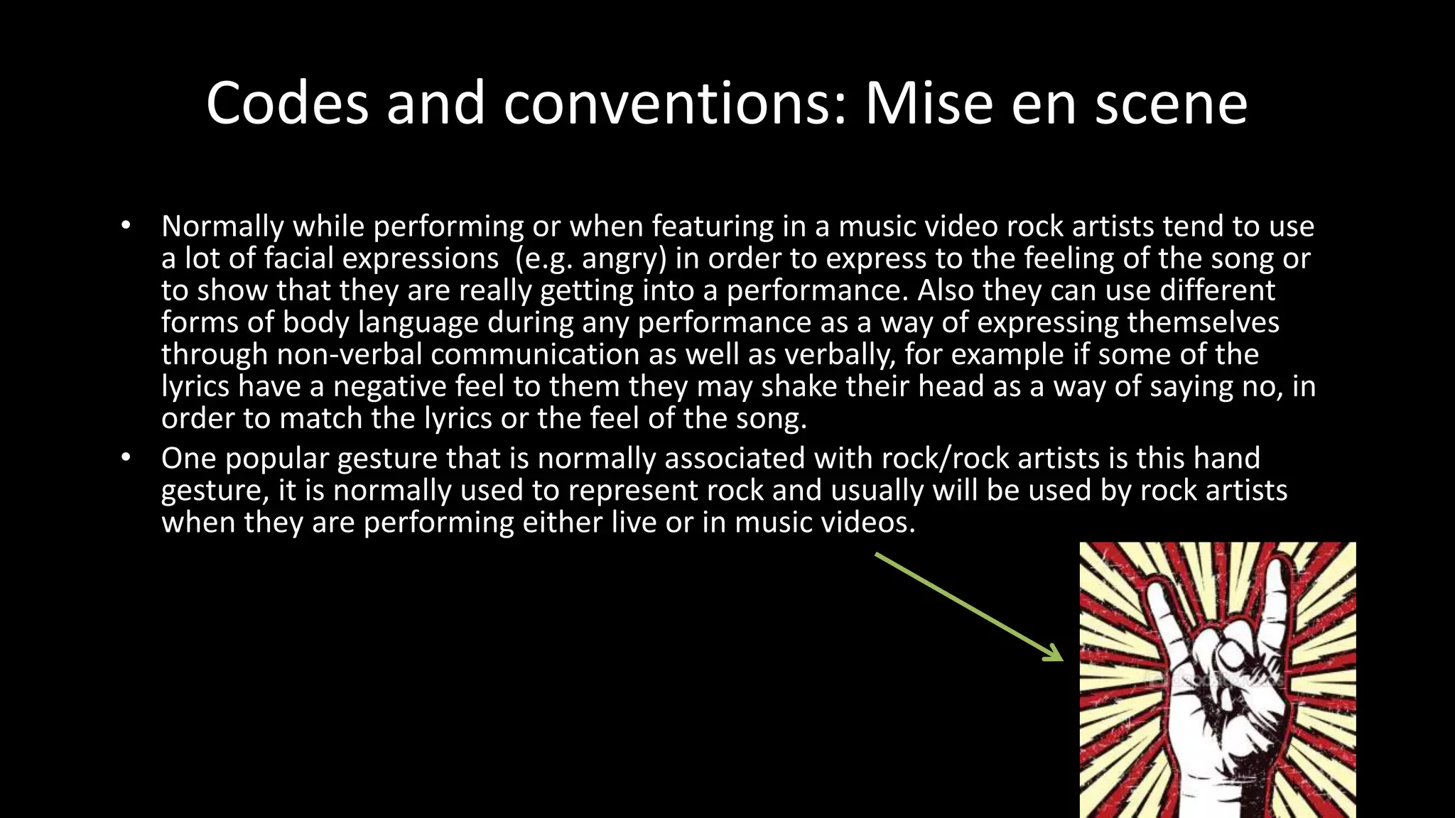 Codes and conventions of a rock music video | PPTX