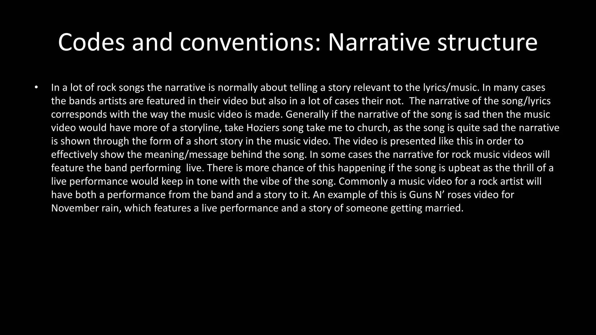 Codes and conventions of a rock music video | PPTX