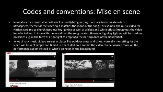 Codes and conventions of a rock music video | PPTX