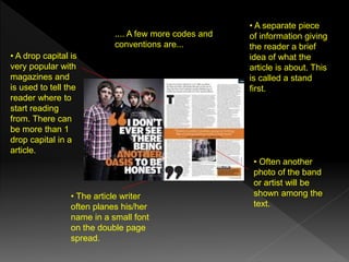 Codes and conventions of a typical music magazine | PPTX