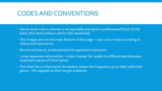 Codes and conventions of contents page soren | PPT