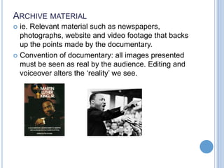 Codes and Conventions of Documentaries | PPTX