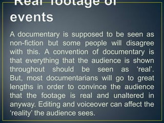 Codes and conventions of documentaries | PPTX