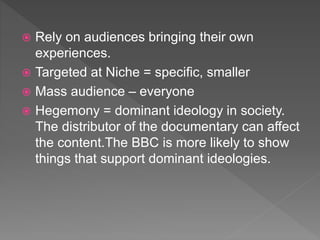 Codes and conventions of documentaries | PPT