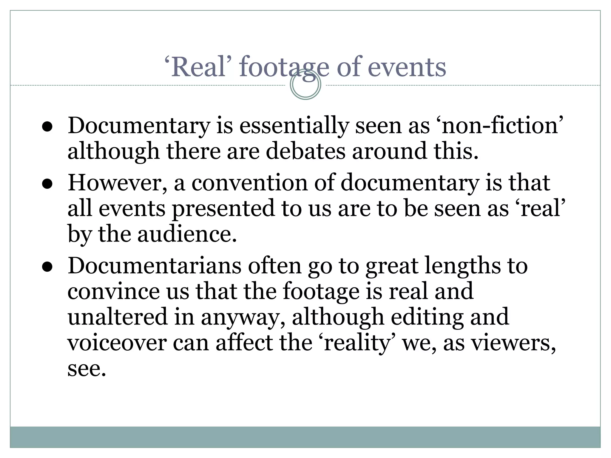 Codes and conventions of documentaries | PPTX