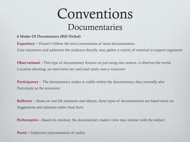 Codes and Conventions of documentaries | PPTX