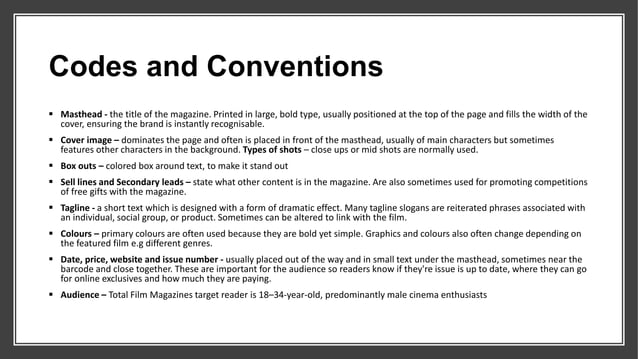 Codes and Conventions of Film Magazines.pptx | Desktop Publishing | Computer Software and ...
