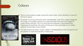 Codes and conventions of horror movie posters | PPTX