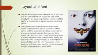 Codes and conventions of horror movie posters | PPTX