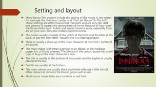 Codes and conventions of horror movie posters & psychological horror ...